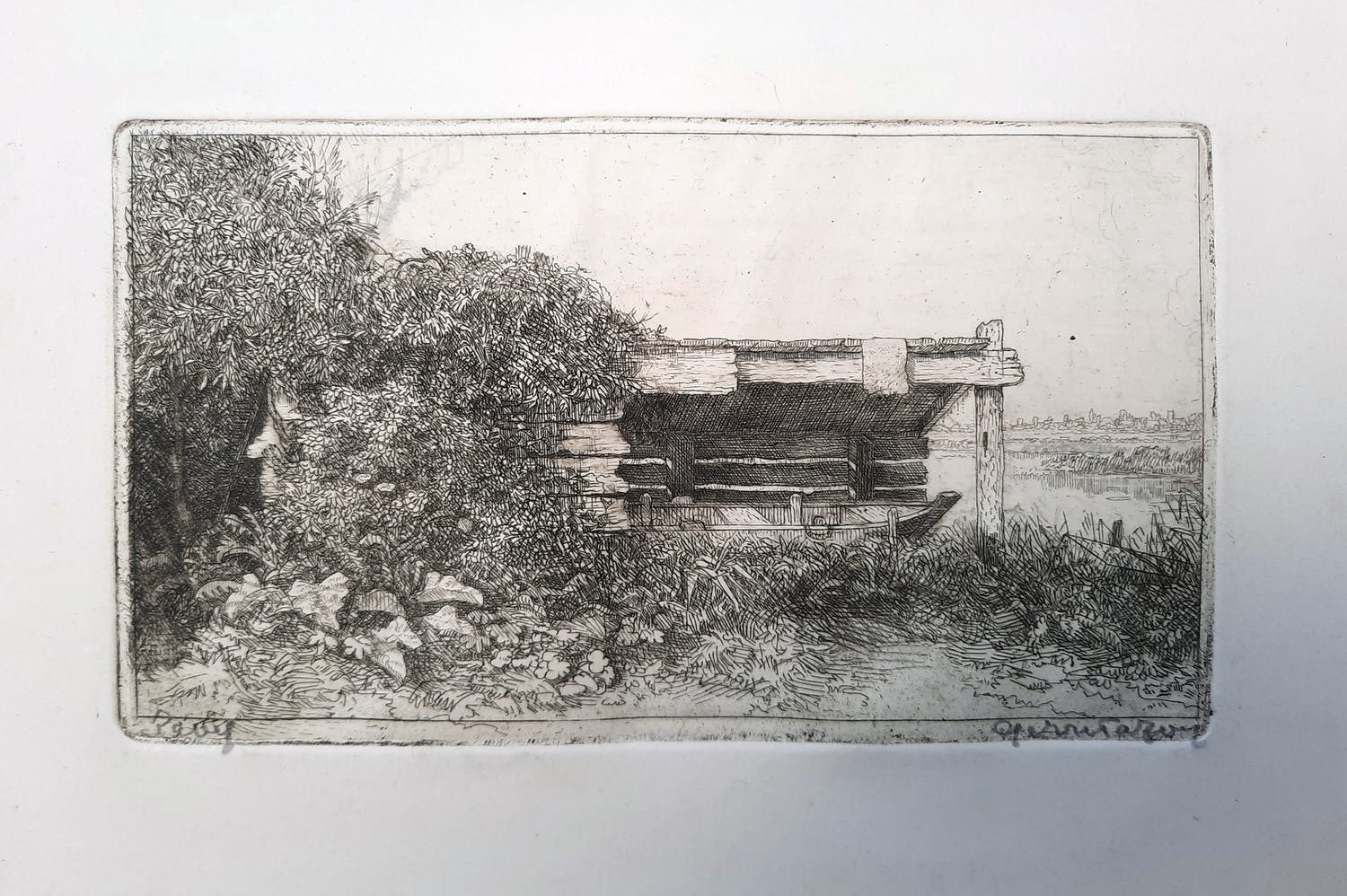 Gerrit de Jong - Ets - Bootje in de polder - 21585 Verkocht ...