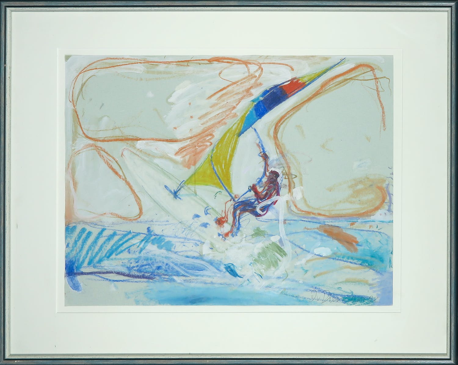 Jan van Diemen - Gemengde techniek op papier, Zonder titel - Ingelijst ...