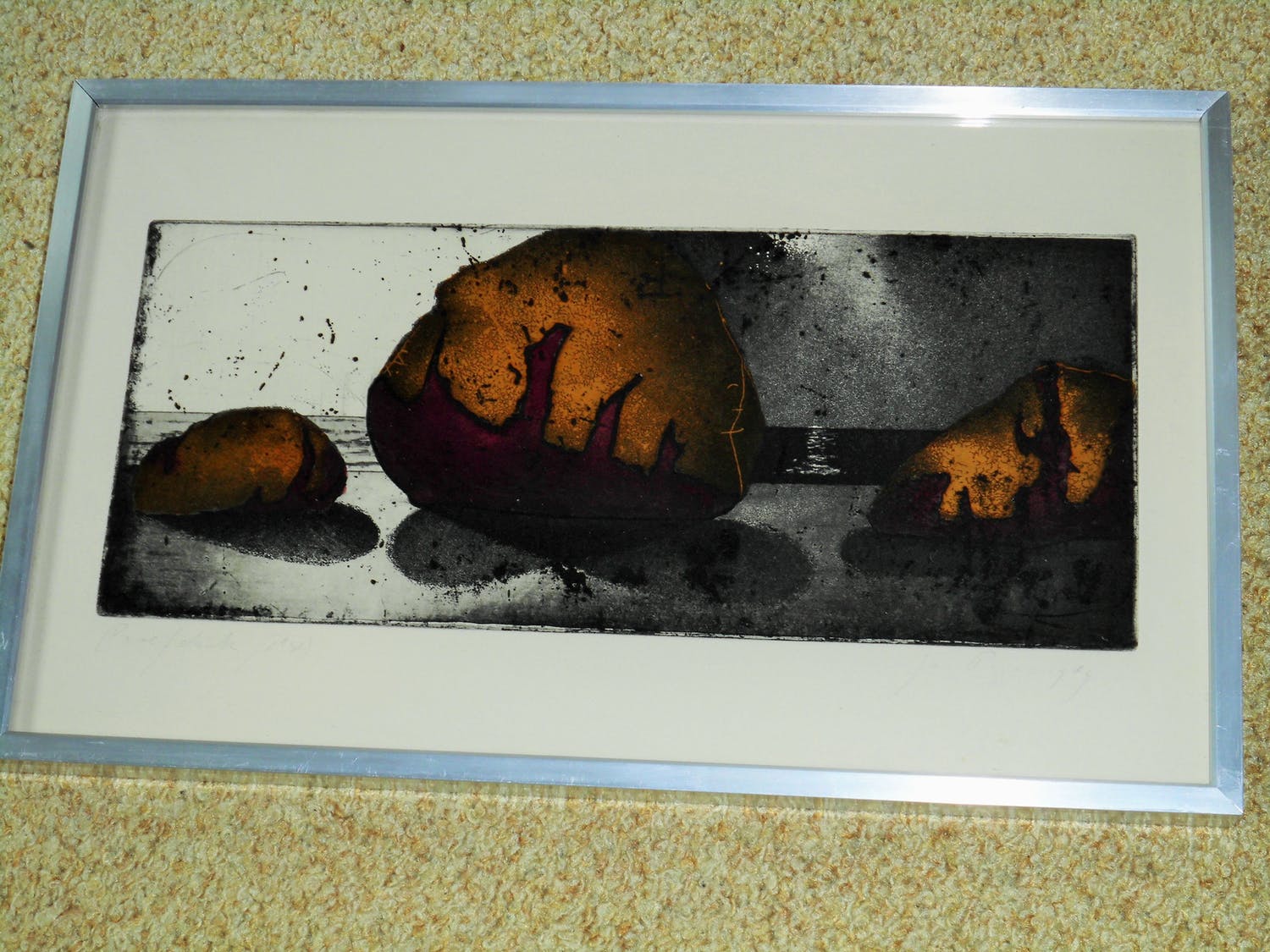 Jan Prins - Ingekleurde Grafiek - Abstract Verkocht | Kunstveiling.nl