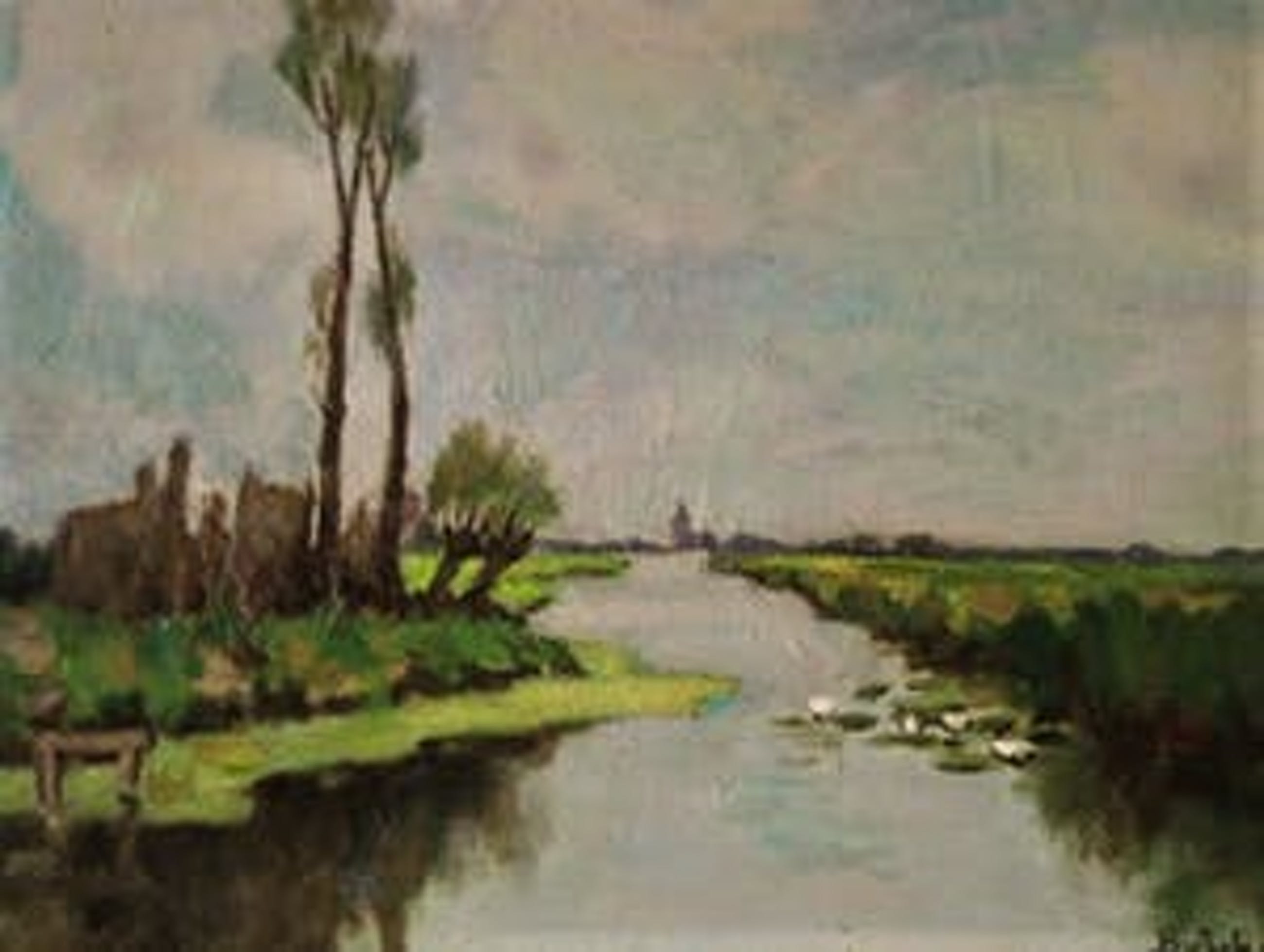 Jacobus Bijtel - ca. 1930 GROOT impressionistisch olieverf "Hollands ...