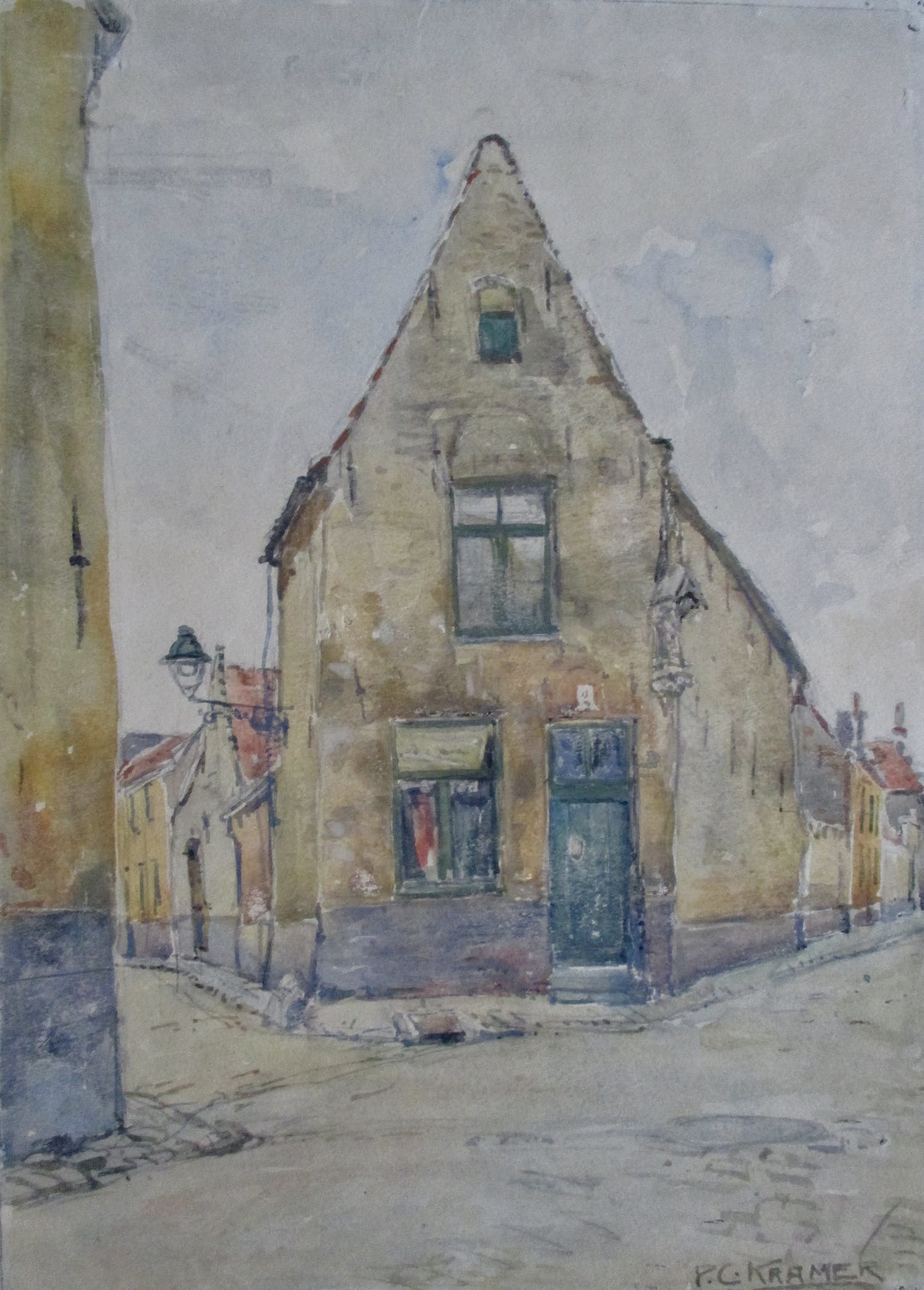 Piet Kramer - Aquarel stadsgezicht Verkocht | Kunstveiling.nl