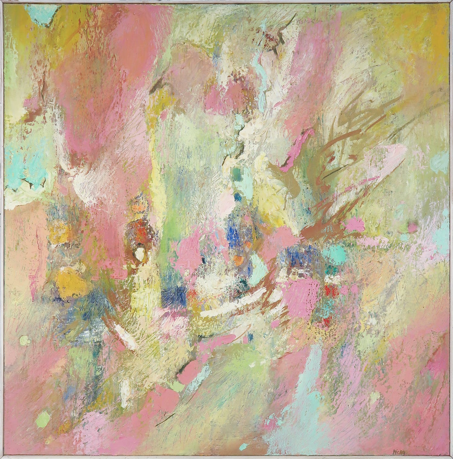 Frans Nicolai - Olieverf op doek, Abstract landschap - Ingelijst (Zeer groot) Verkocht ...