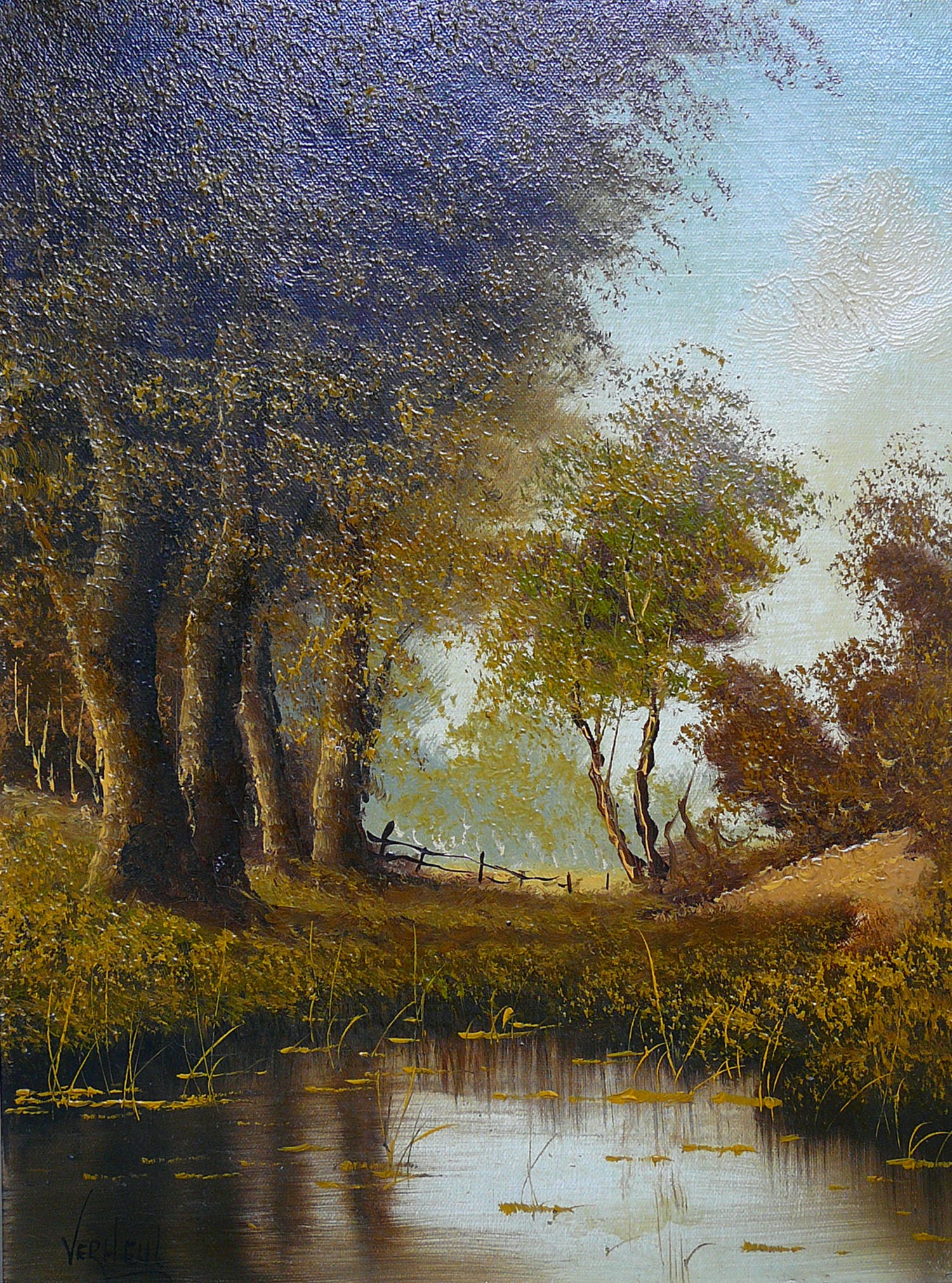 Jan Verheul - Ven aan de bosrand -olieverf- Verkocht | Kunstveiling.nl