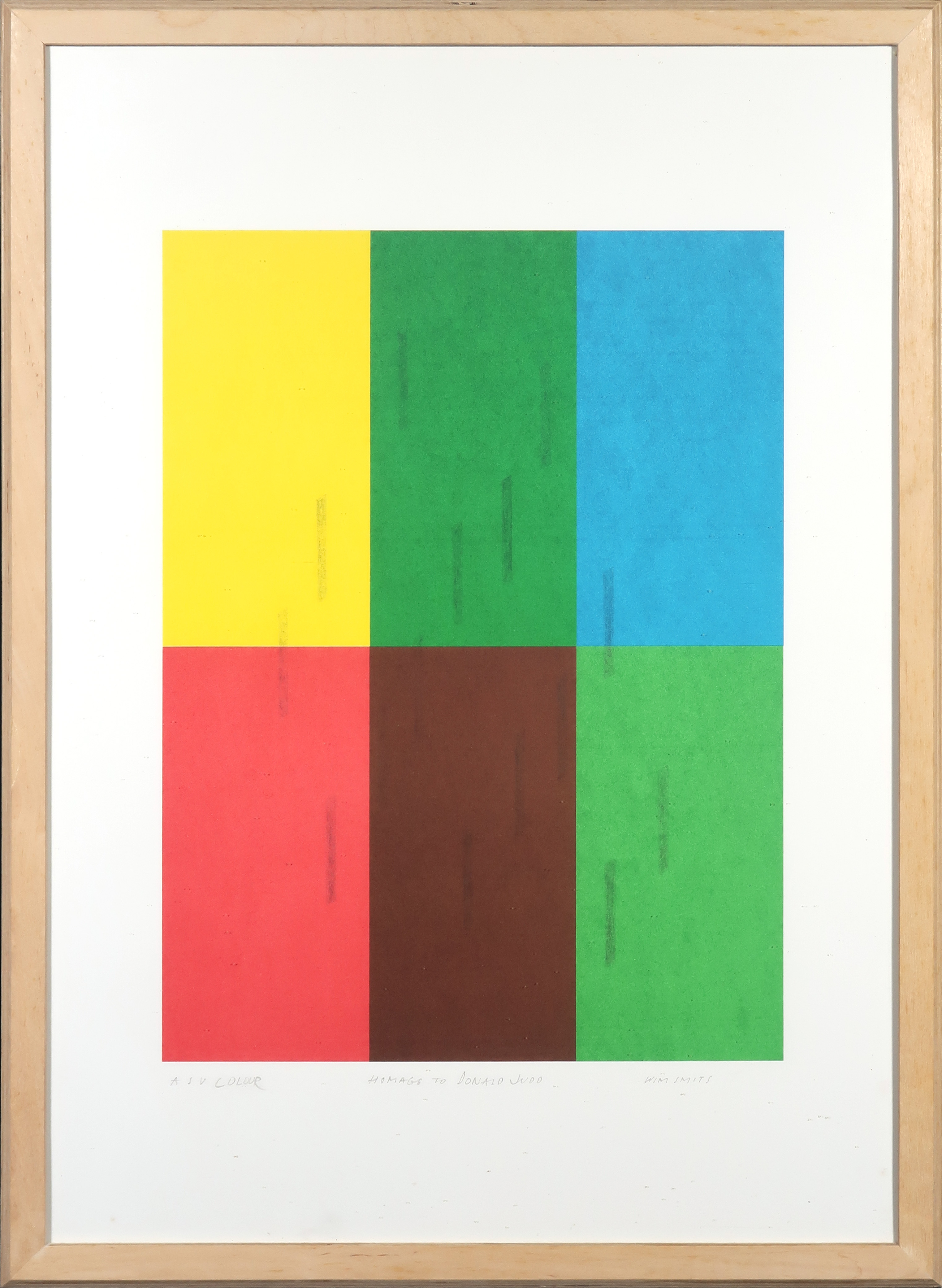Wim Smits - Offset en potlood tekening op papier, Hommage a Donald Judd ...