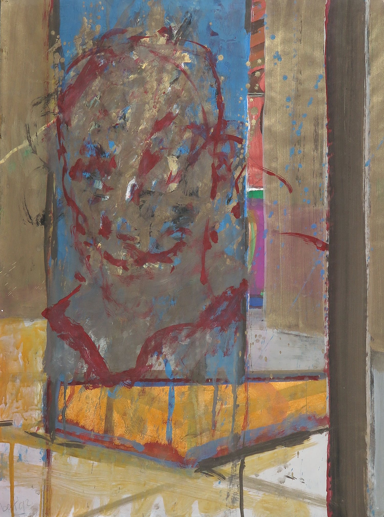 Bert van Zelm - Acryl op papier, Zonder titel Verkocht | Kunstveiling.nl