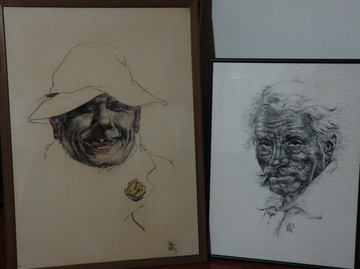 Will Berg - Zelfportret en lachende boer Verkocht | Kunstveiling.nl