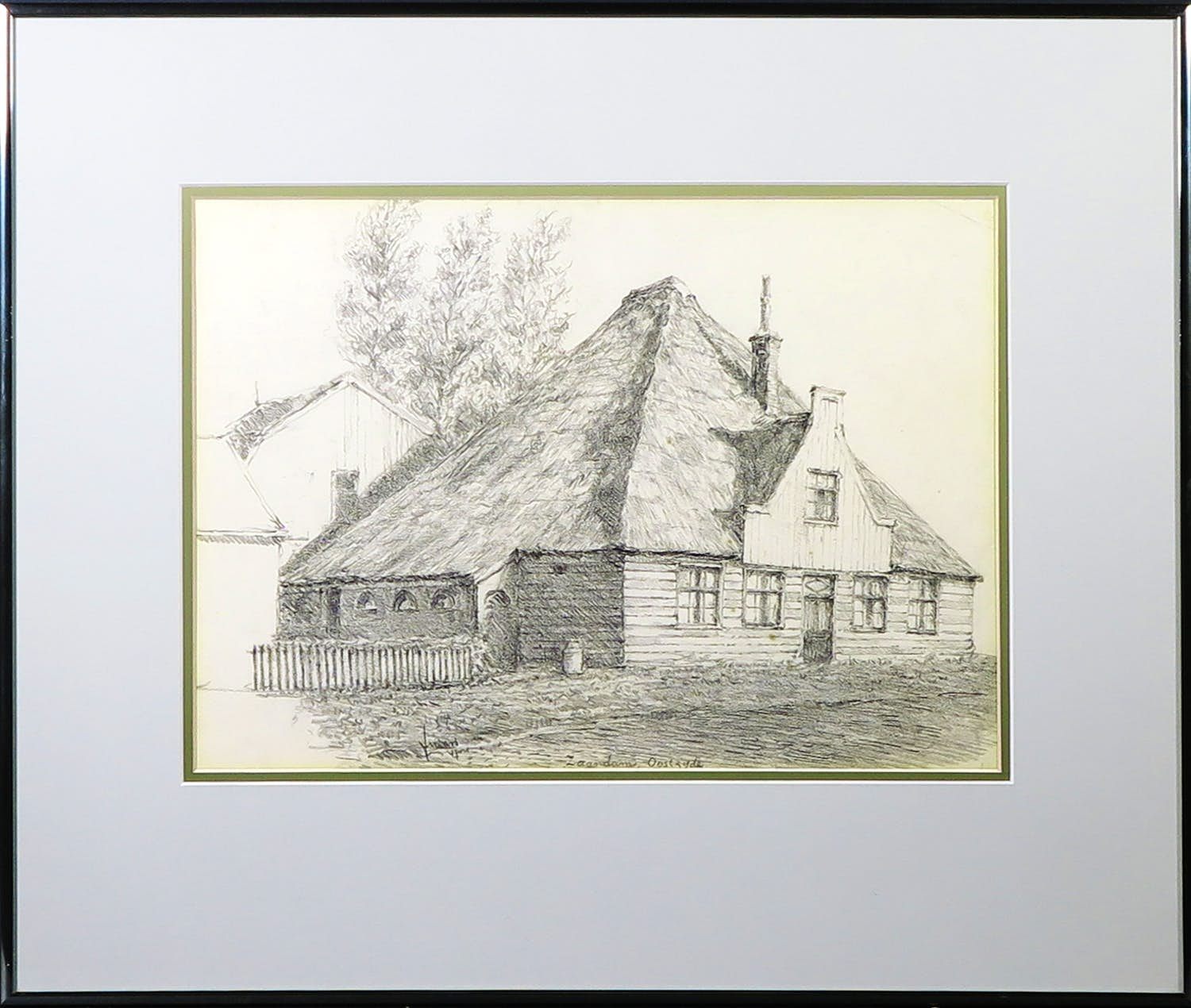 Frans Mars - Houtskooltekening, Hut - Ingelijst Verkocht | Kunstveiling.nl