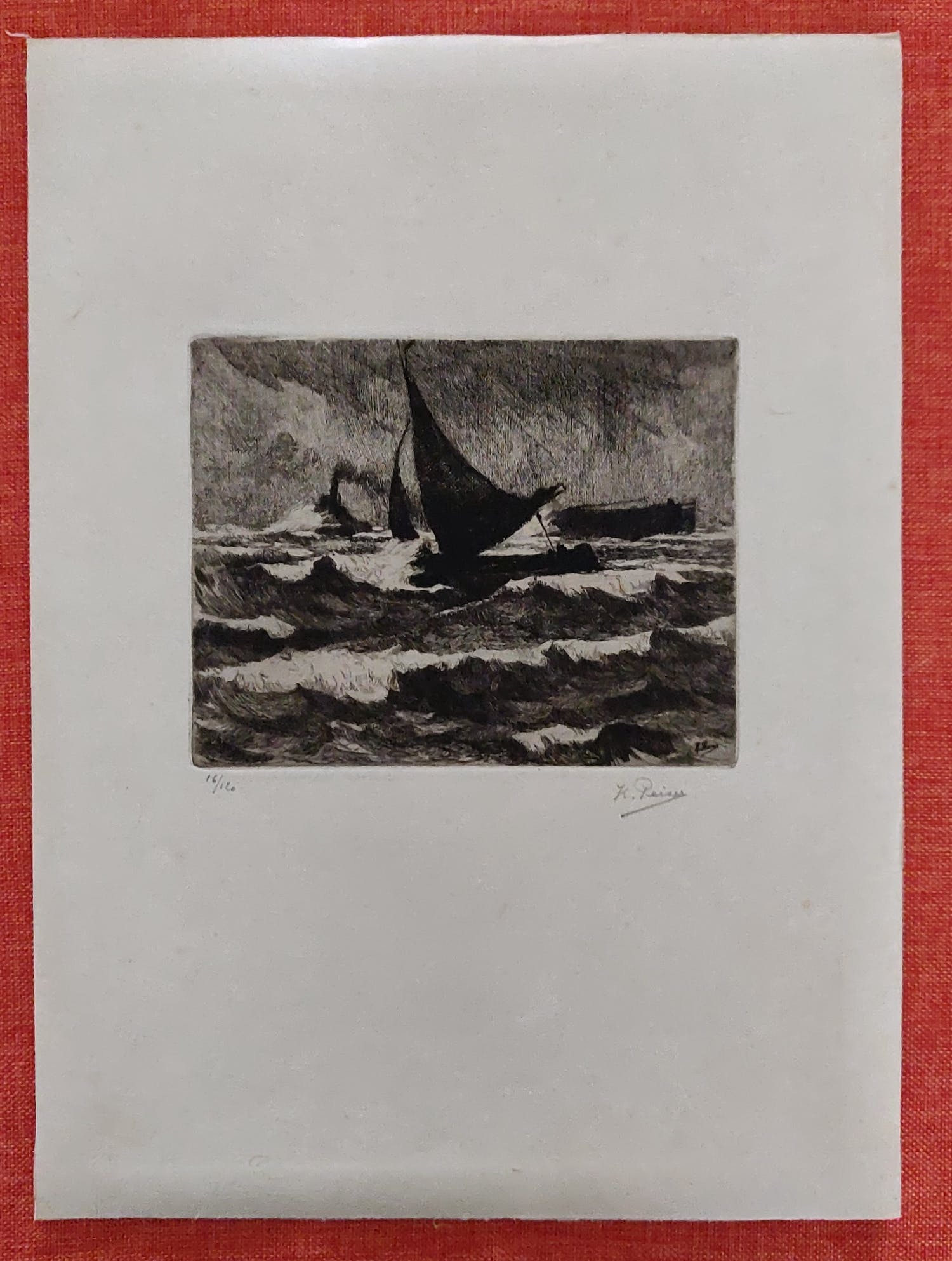 Kurt Peiser - schip in storm Verkocht | Kunstveiling.nl