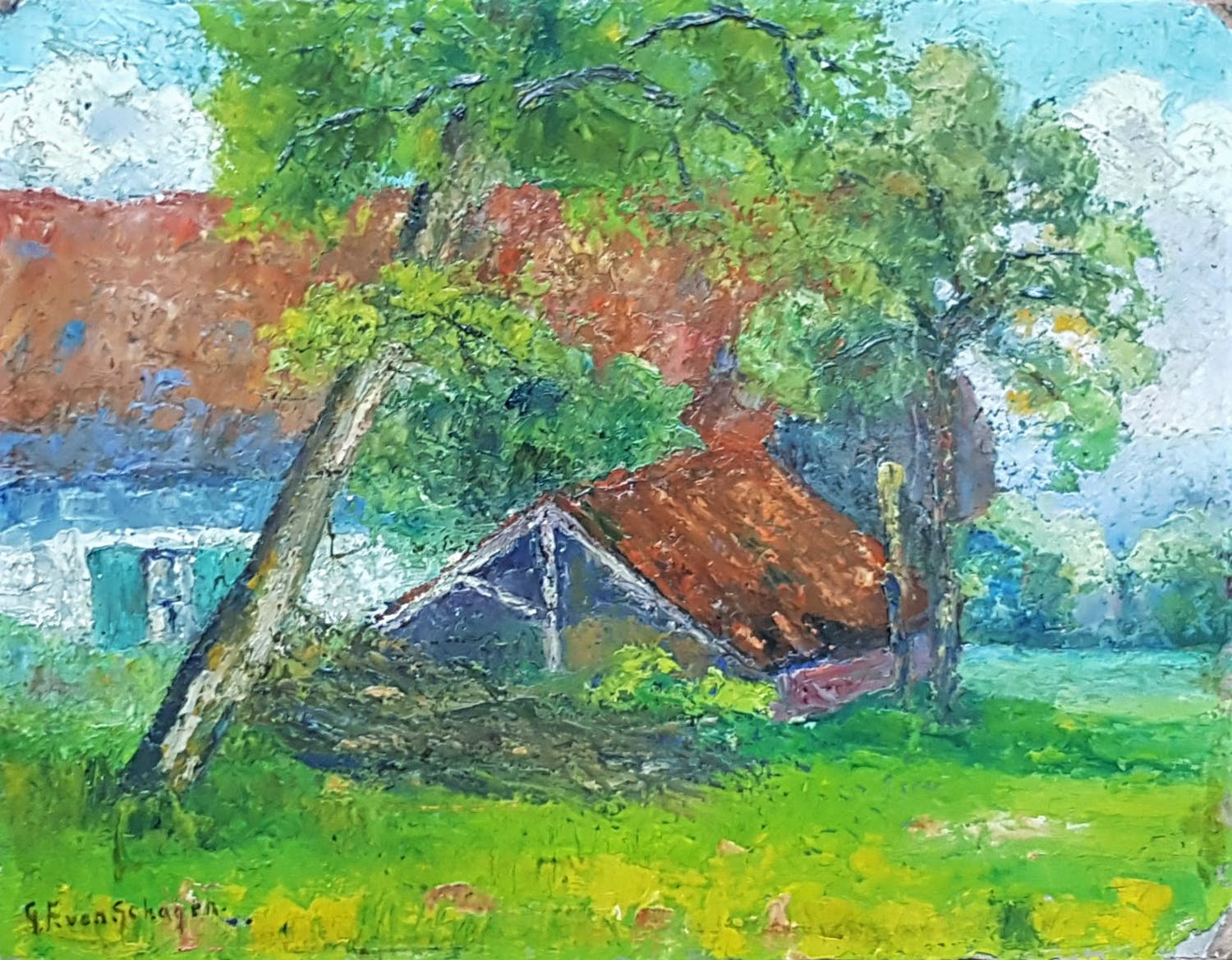 Gerbrand Frederik van Schagen - Landschap met hutje Verkocht | Kunstveiling.nl