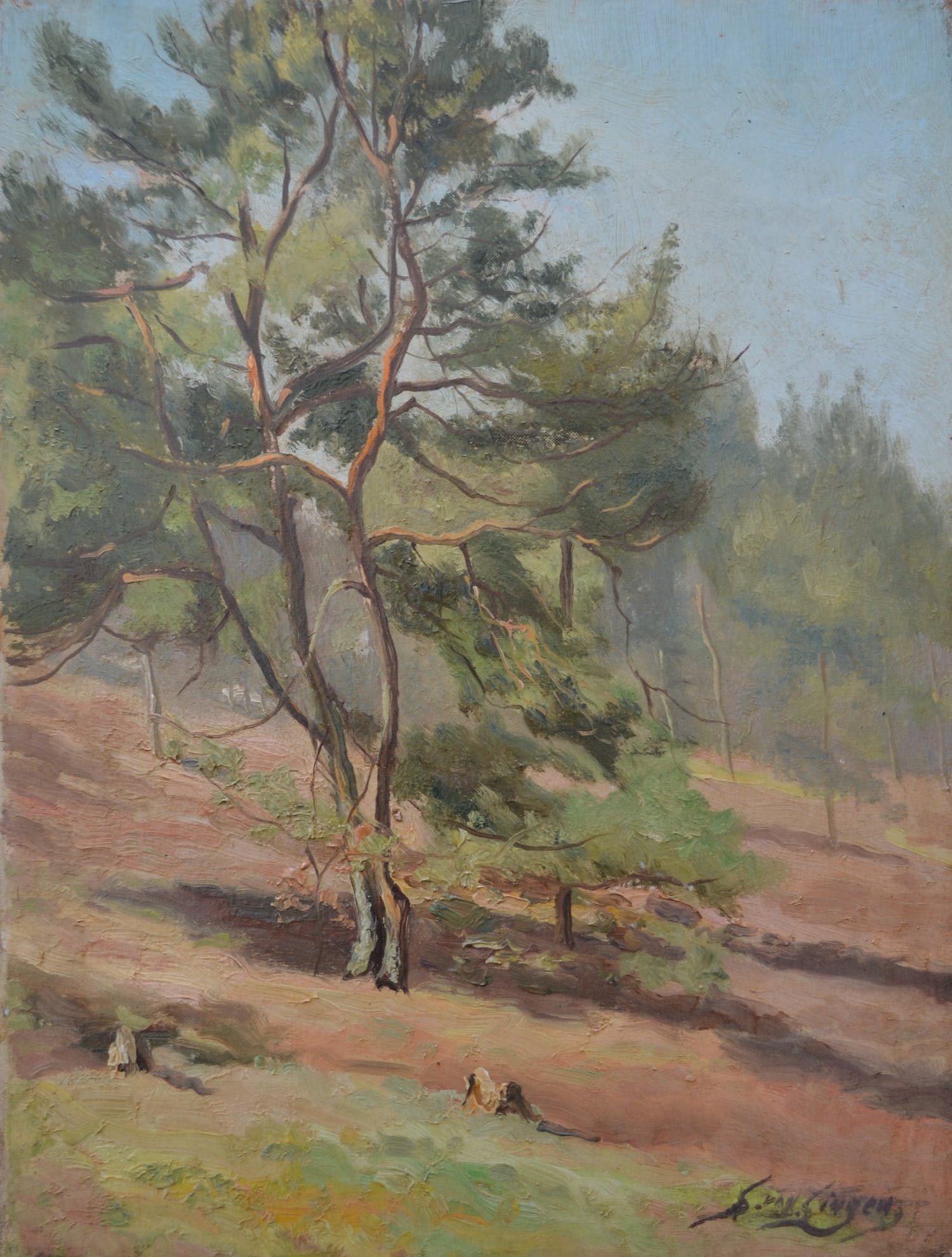 Johannes van Lingen - Olieverf - Gesigneerd - Boslandschap Verkocht ...