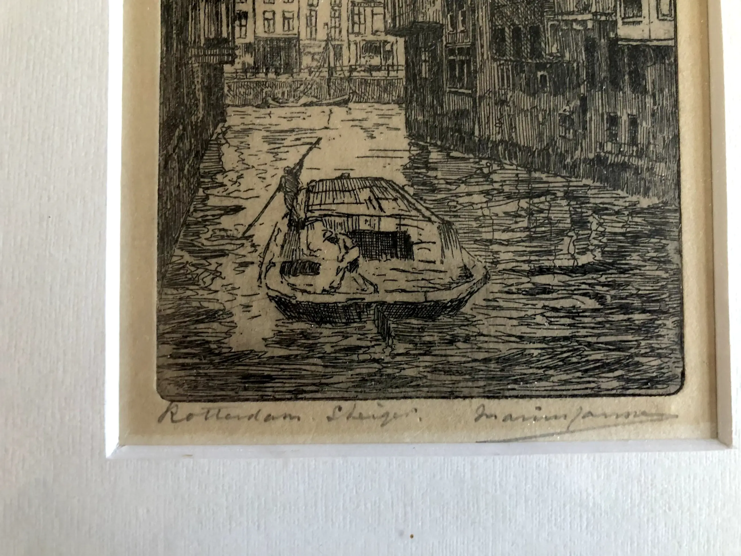 Marius Johannes Janssen - Rotterdam Steiger - Ets, Ingelijst Verkocht ...